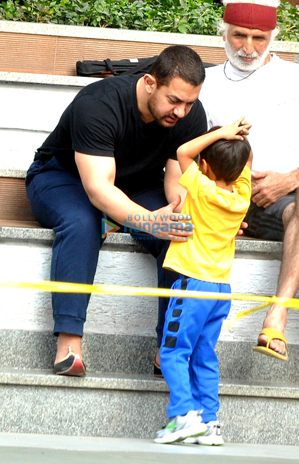 Aamir Khan snapped taking a walk with his son Azad Rao Khan in Bandra ...