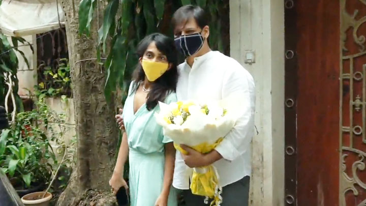 Vivek Oberoi and Priyanka Alva Oberoi spotted at their house ...